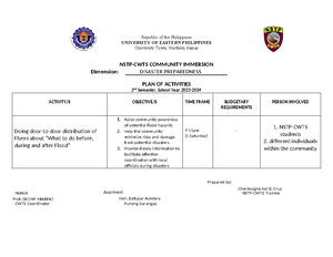 CWTS Narrative Report on Environmental Awareness & Emergency ...