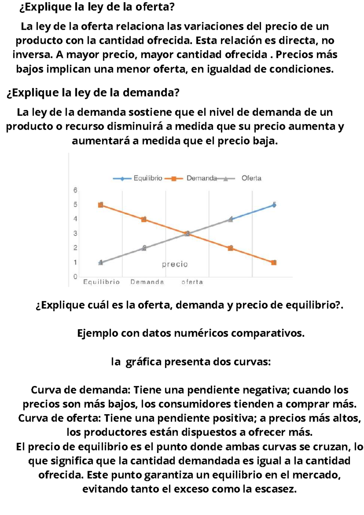 Ley de la Oferta y Demanda: Análisis de Equilibrio en el Mercado - Studocu