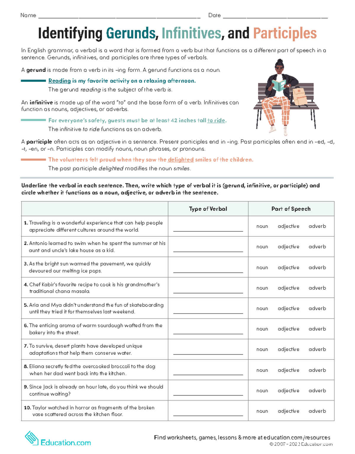 Gerunds, Participles, and Infinitives Assignment (ENG 101) - Studocu