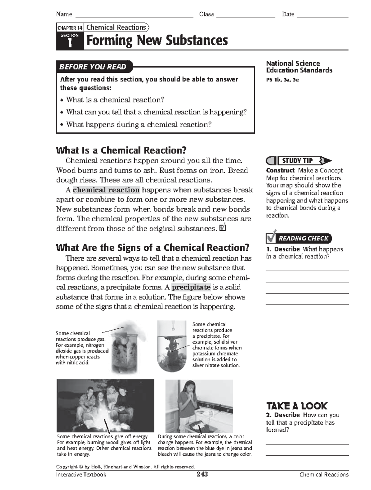 CH 14: Understanding Chemical Reactions and Forming New Substances ...