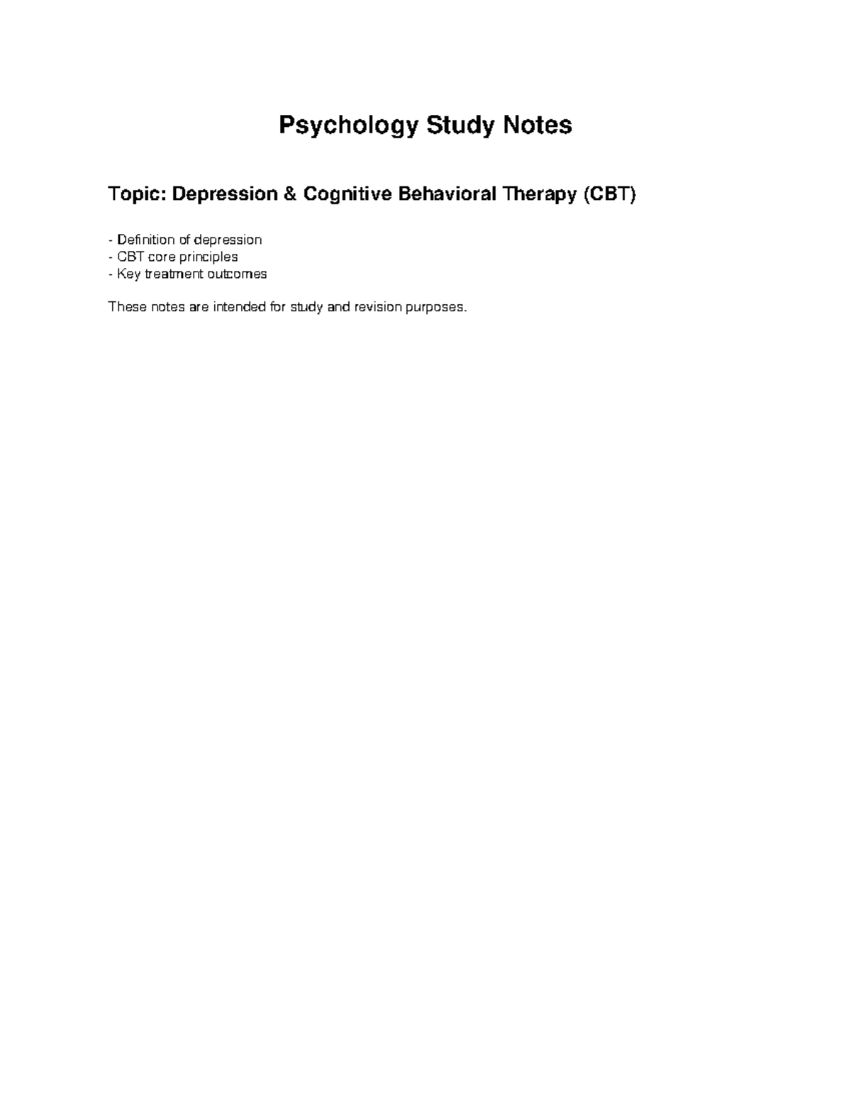 Psychology study notes - bs psychology - Psychology Study Notes Topic ...