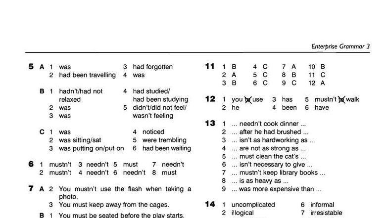 Enterprise Grammar 3: Used to & Get Used to Key - Studocu