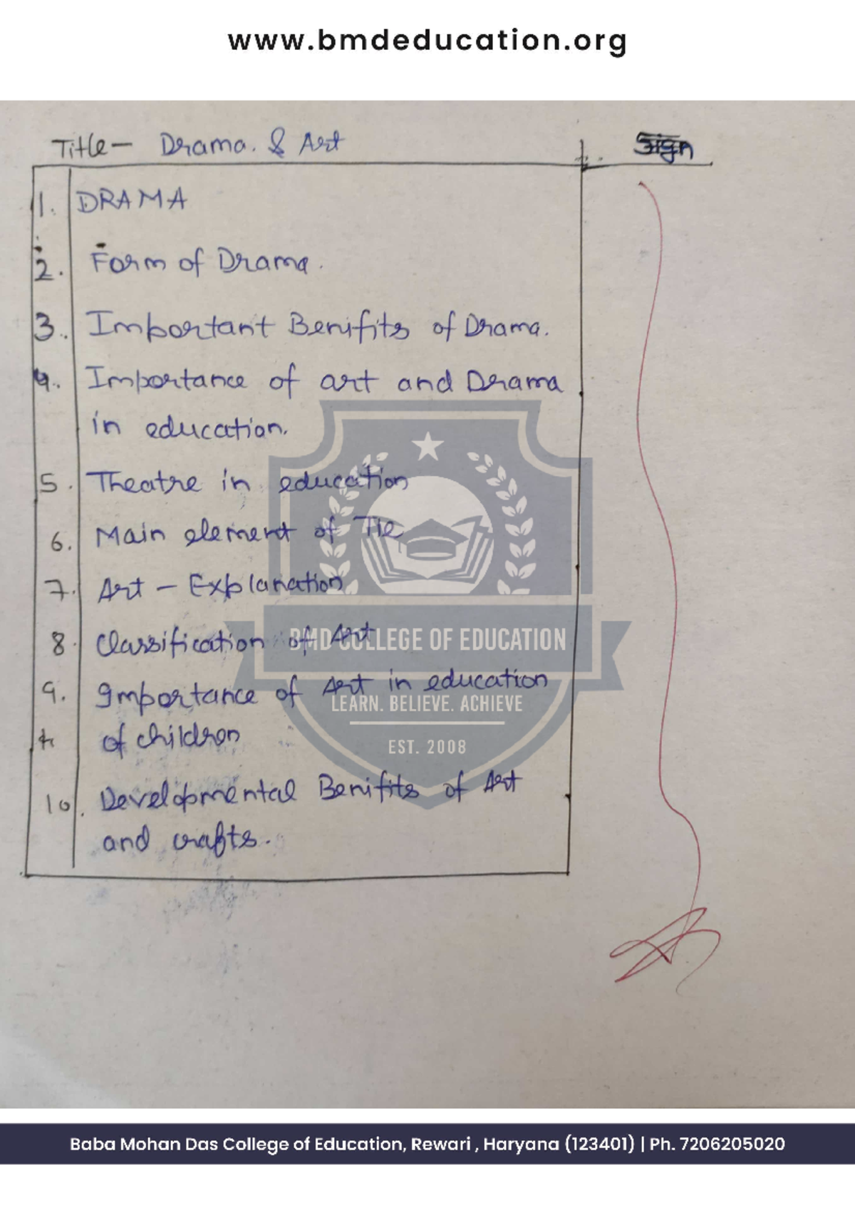 B. Ed-1 Practical: The Role of Drama and Art in Education - Studocu