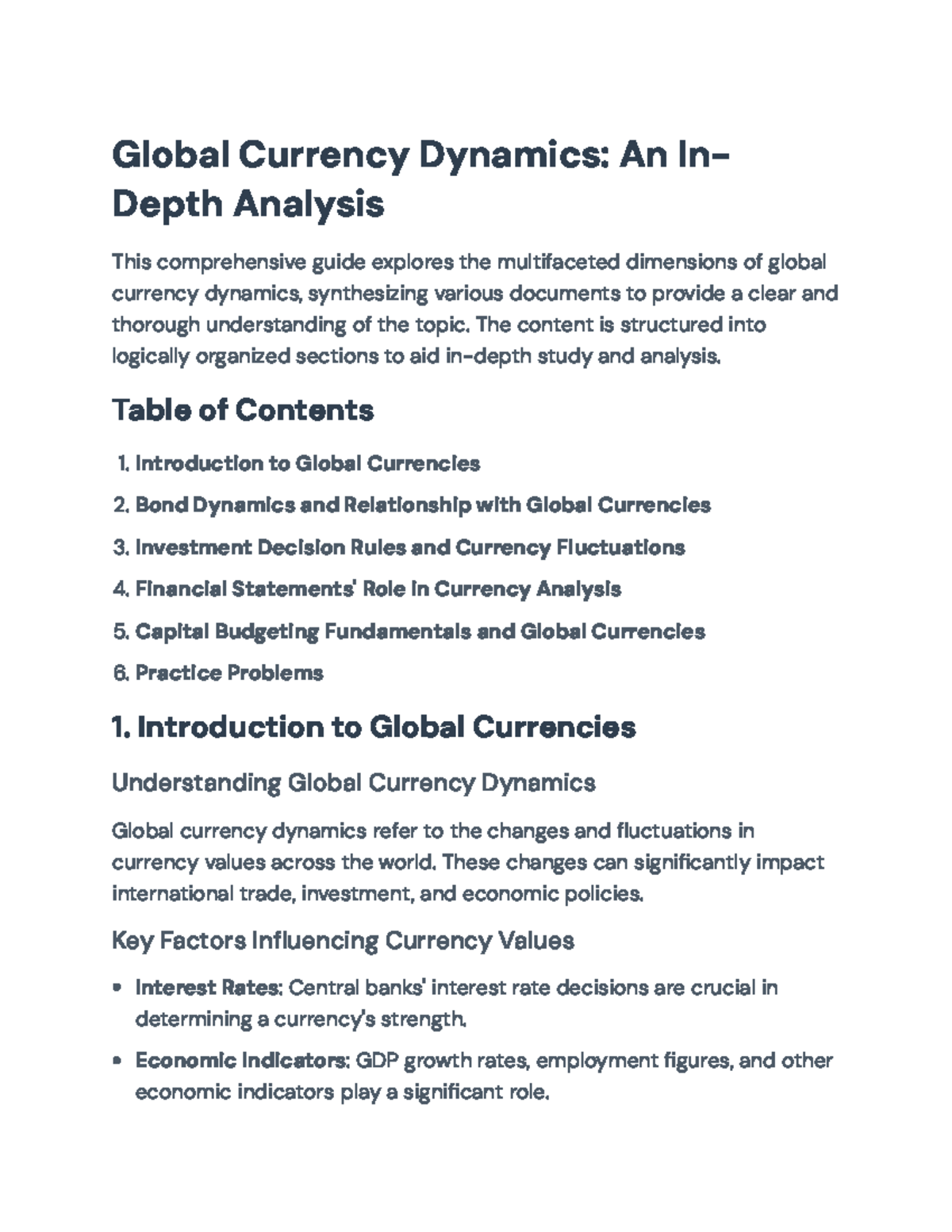 Global Currency Dynamics: Comprehensive Analysis and Practice Problems ...