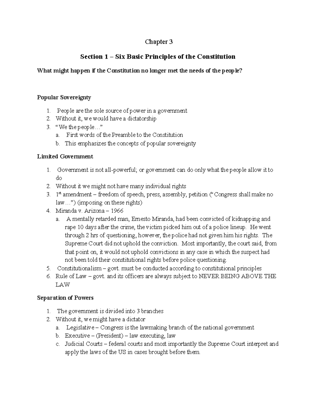 Six Basic Principles of the Constitution - Chapter 3 Overview - Studocu