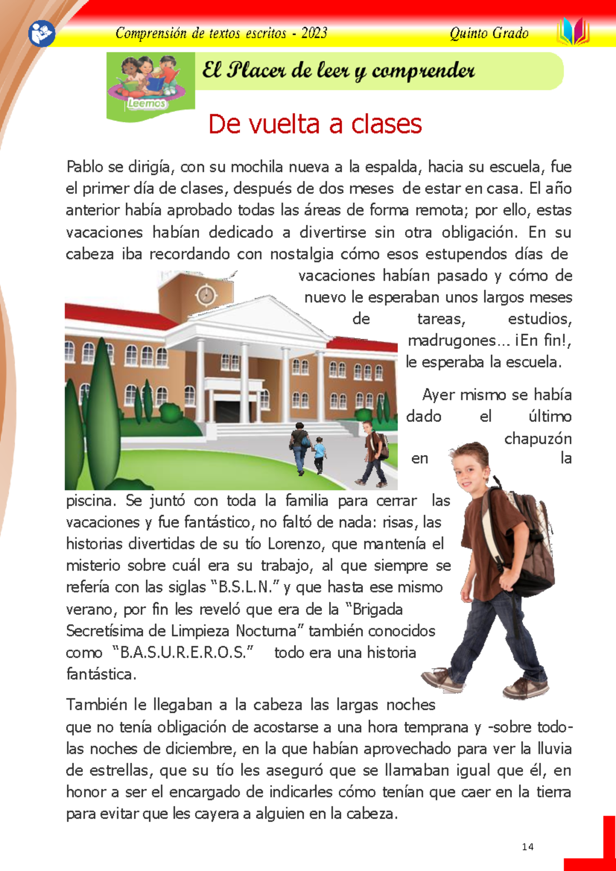 5o Aprendo A Convivir - LECTURAS DE COMPRENSIÓN Y REFLEXIÓN - Studocu