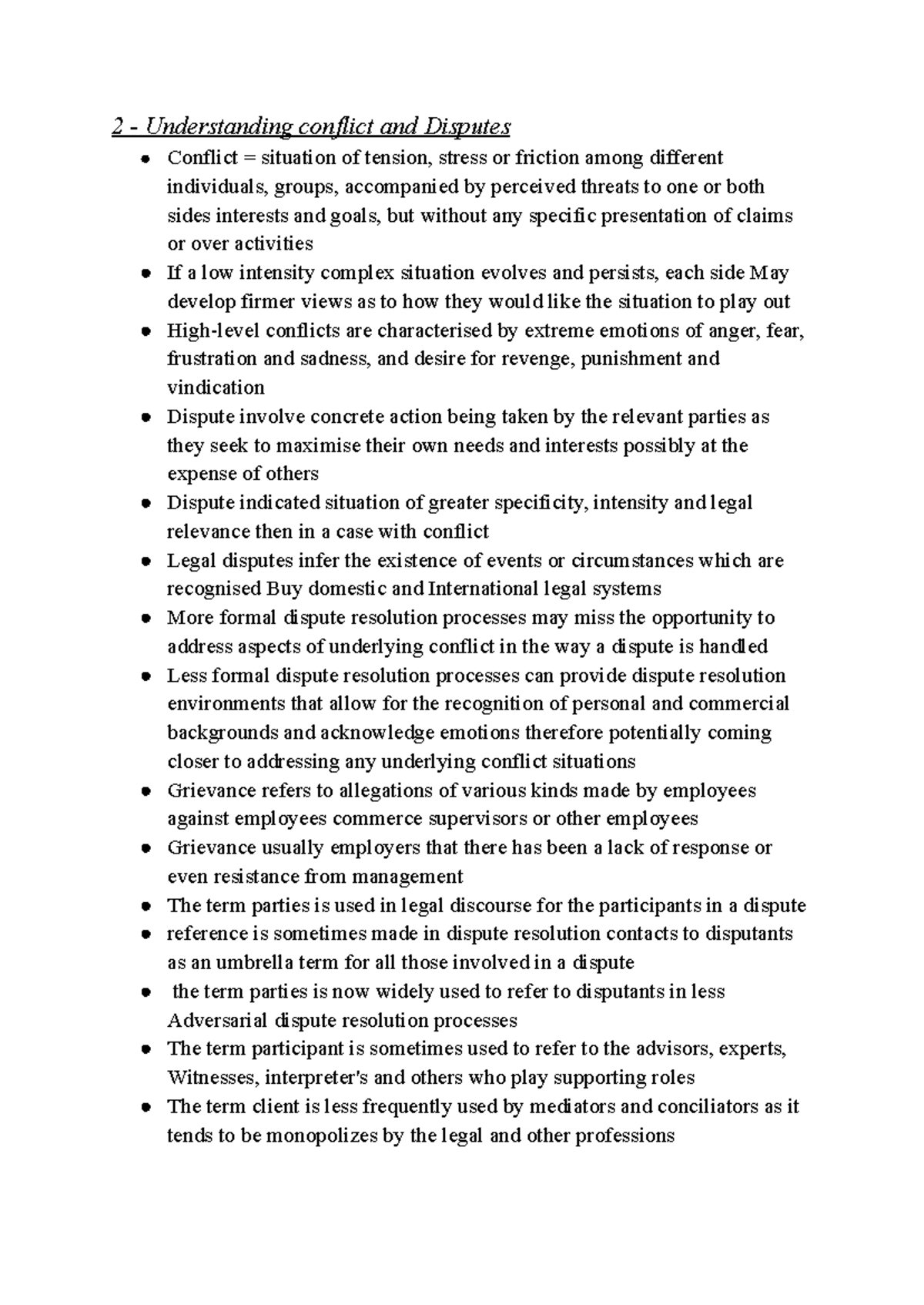 Dispute Resolution Notes (DR 101) - Conflict Understanding & Processes ...