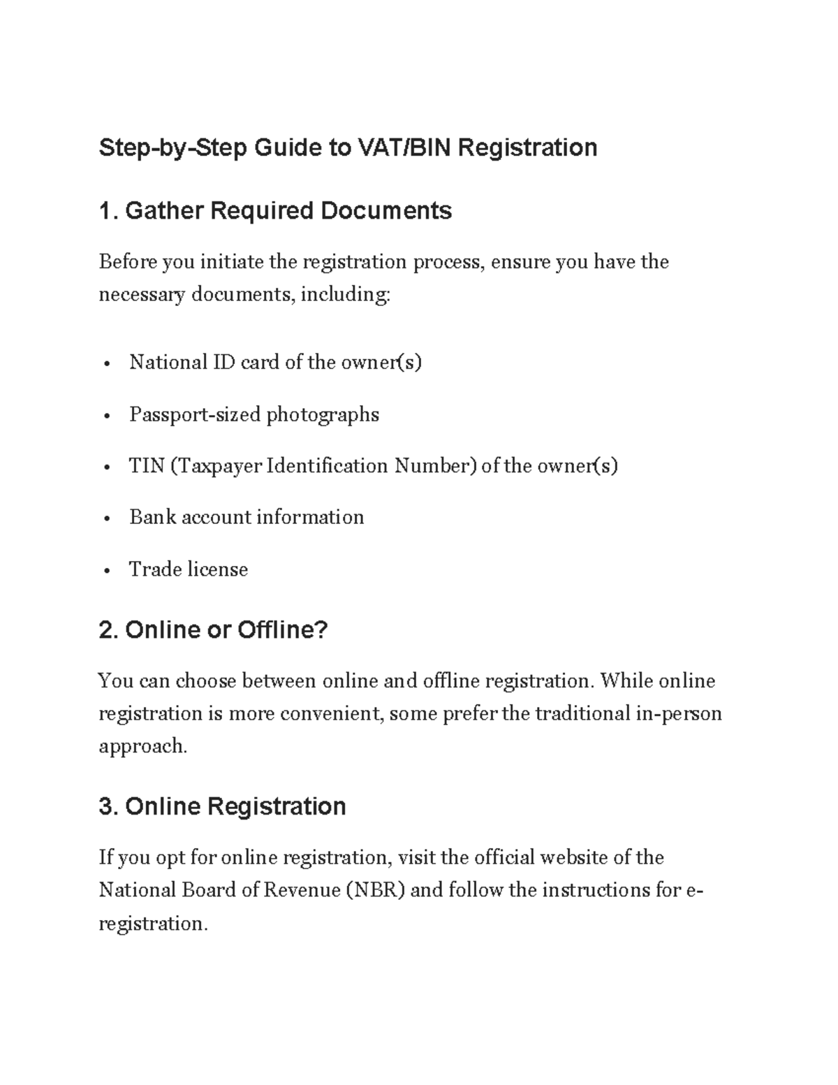 BIN Registration Guide: Step-by-Step Process for VAT (BIN Steps) - Studocu