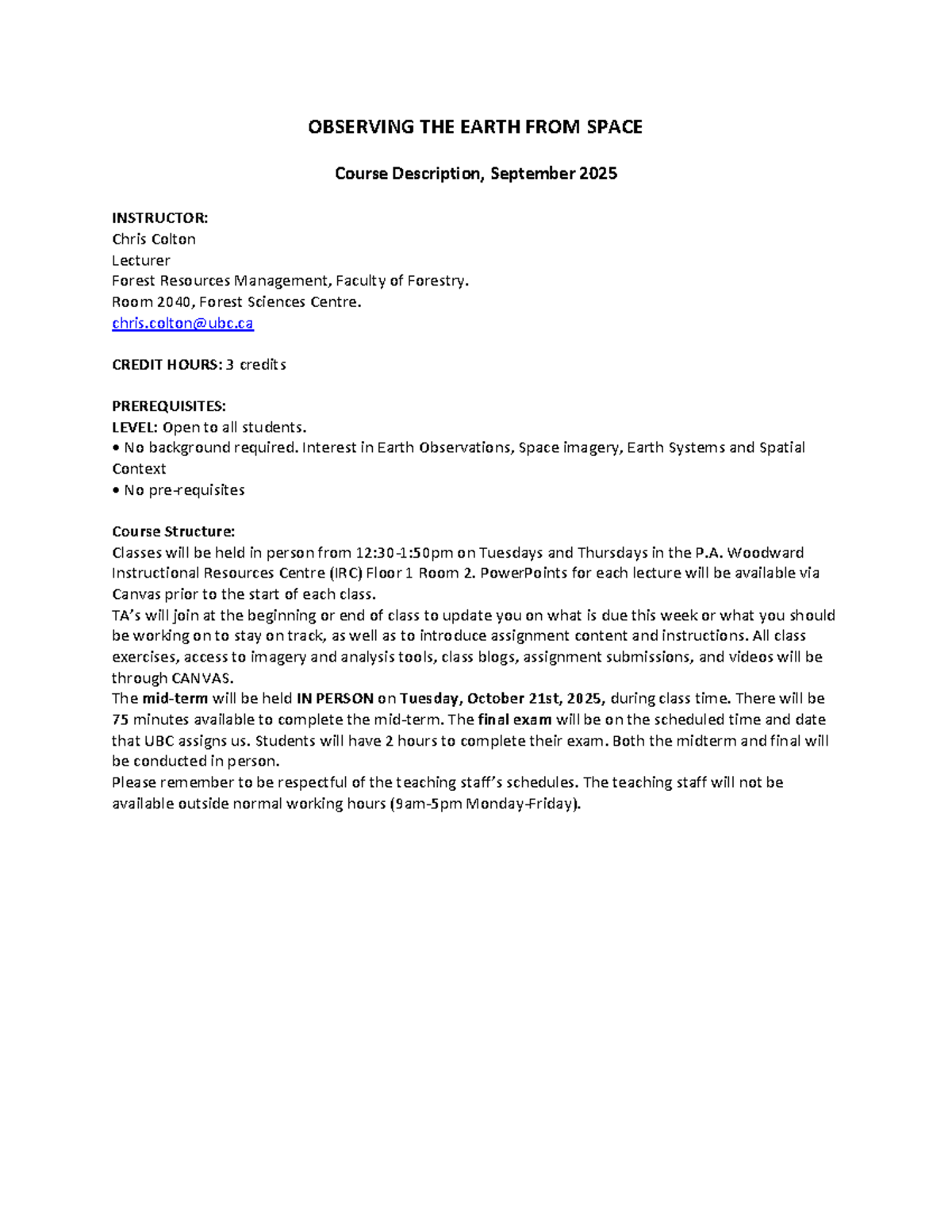 CONS 127 Syllabus: Observing Earth from Space (2025) - Studocu