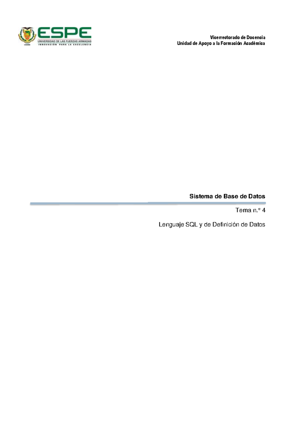 Tema 4: Lenguaje SQL y Definición de Datos - Sistema de Base de Datos ...