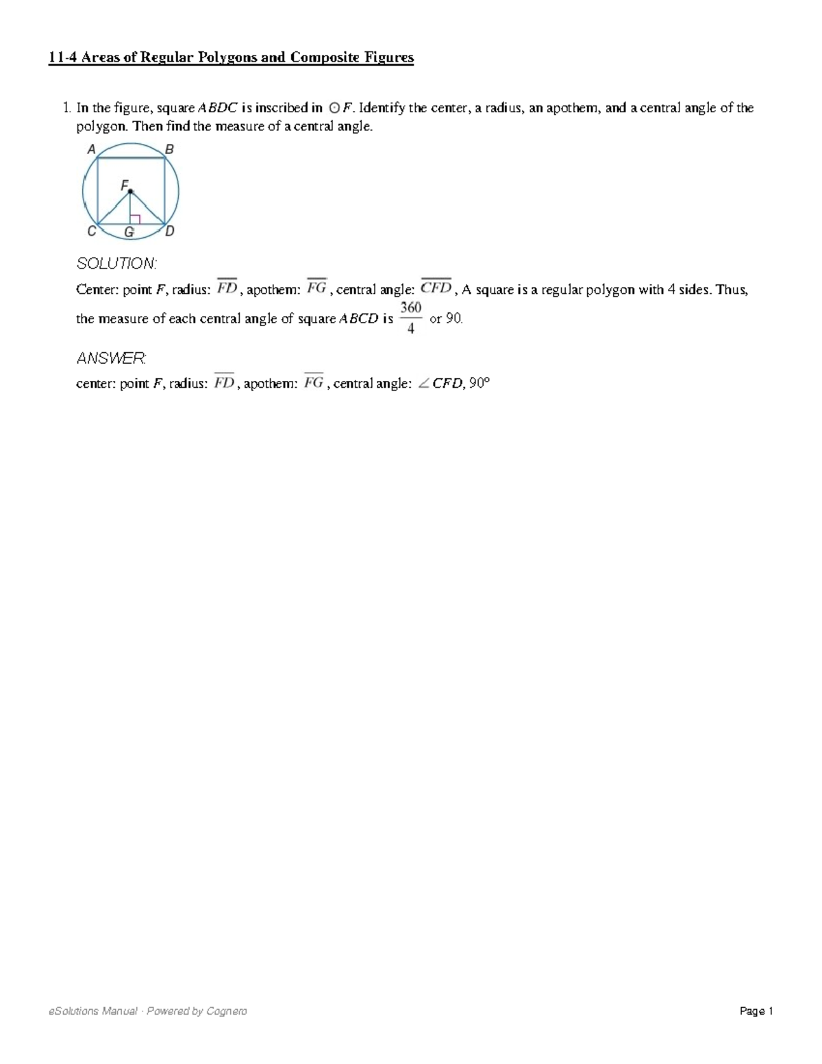 11-4 Areas of Regular Polygons & Composite Figures Solutions Guide ...