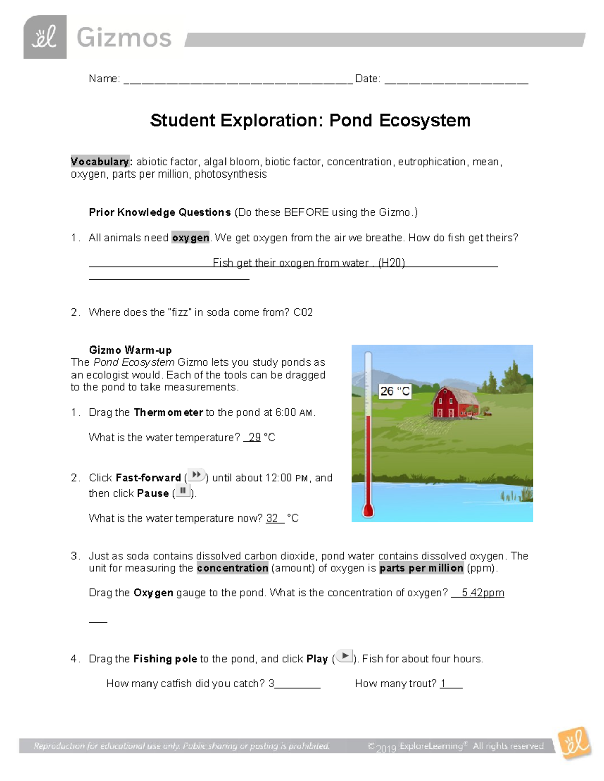Pond Ecosystem Gizmo Lab Exploration - Student Copy - Studocu