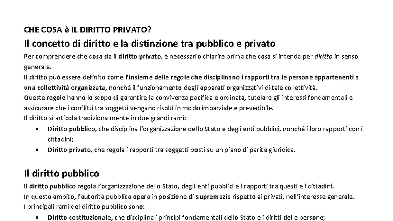 Diritto Privato: Concetti Fondamentali e Distinzioni Essenziali - Studocu