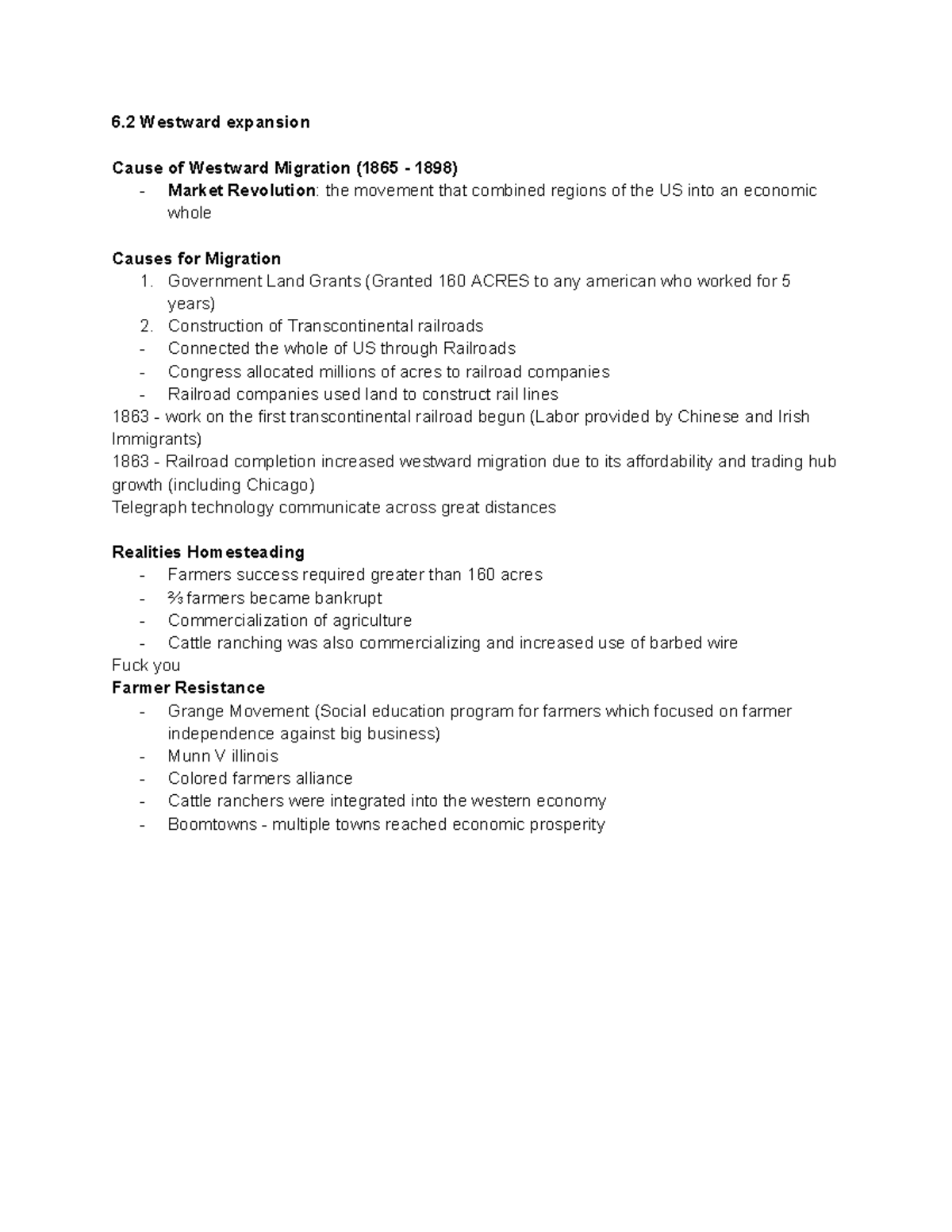 APUSH Notes: Westward Expansion & Labor in the Gilded Age (1865-1898 ...