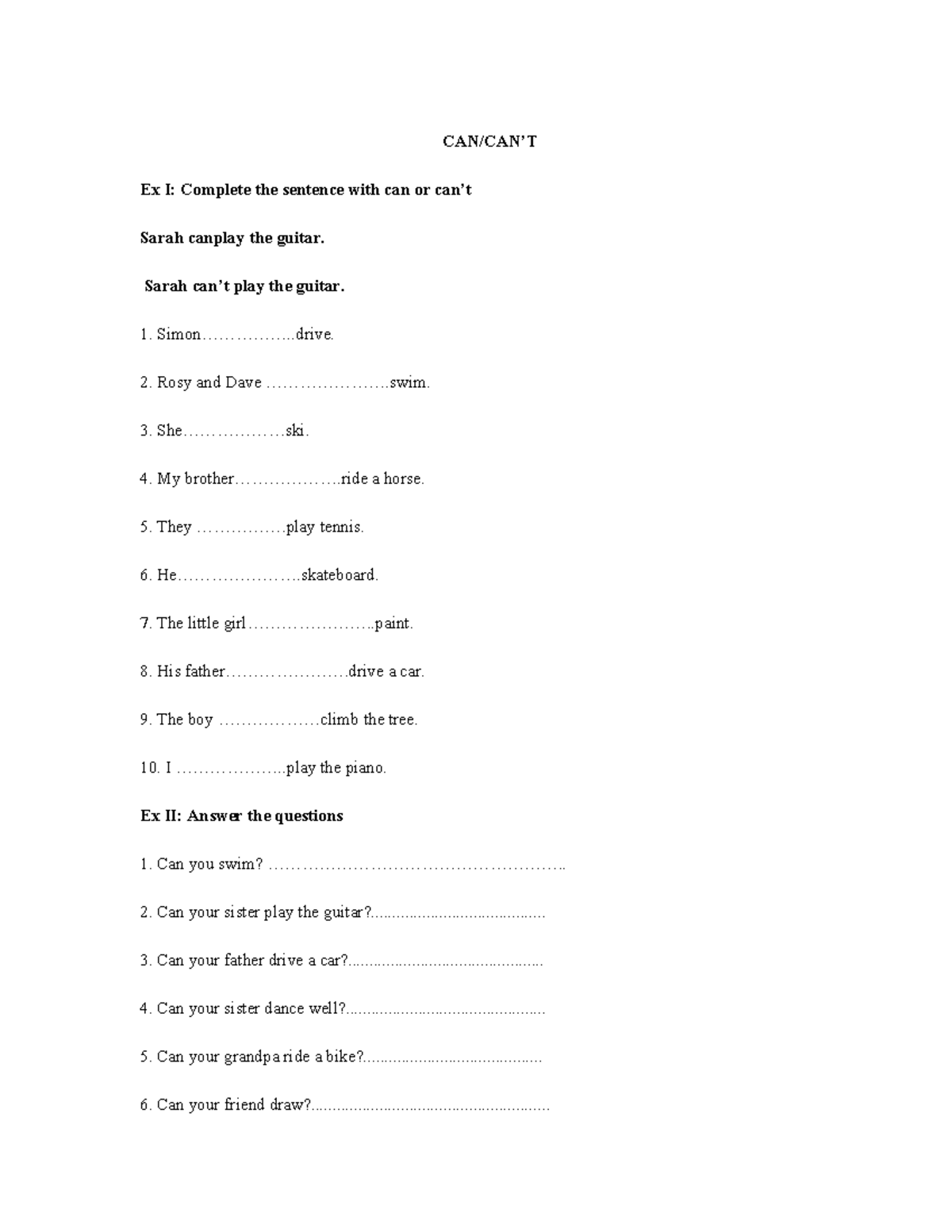 CAN - Sentence Completion and Question Practice - Studocu