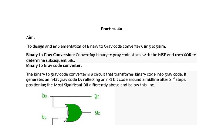 Practical 4: Design & Implementation of Code Converters Using Logisim ...