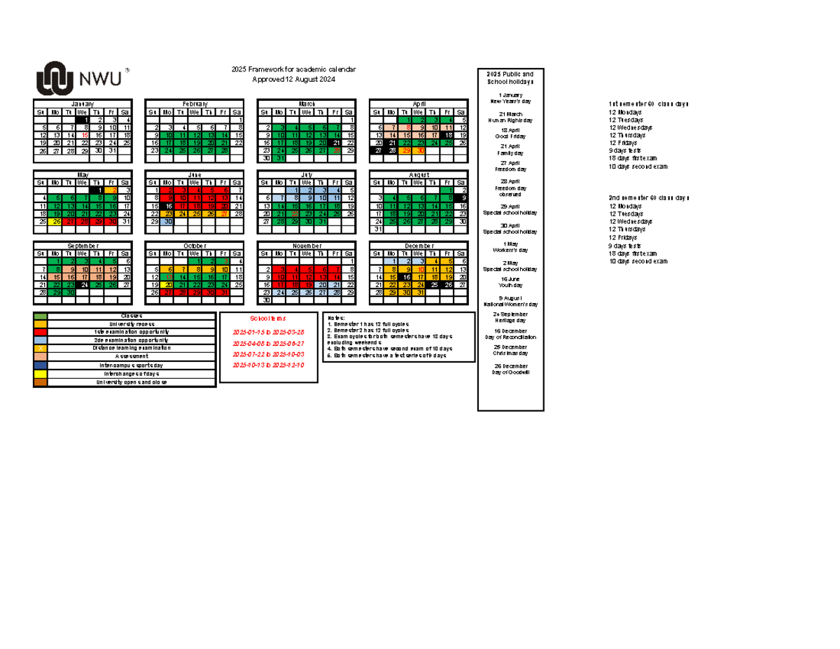 2025 Academic Calendar Framework: Semester Breakdown & Key Dates - Studocu