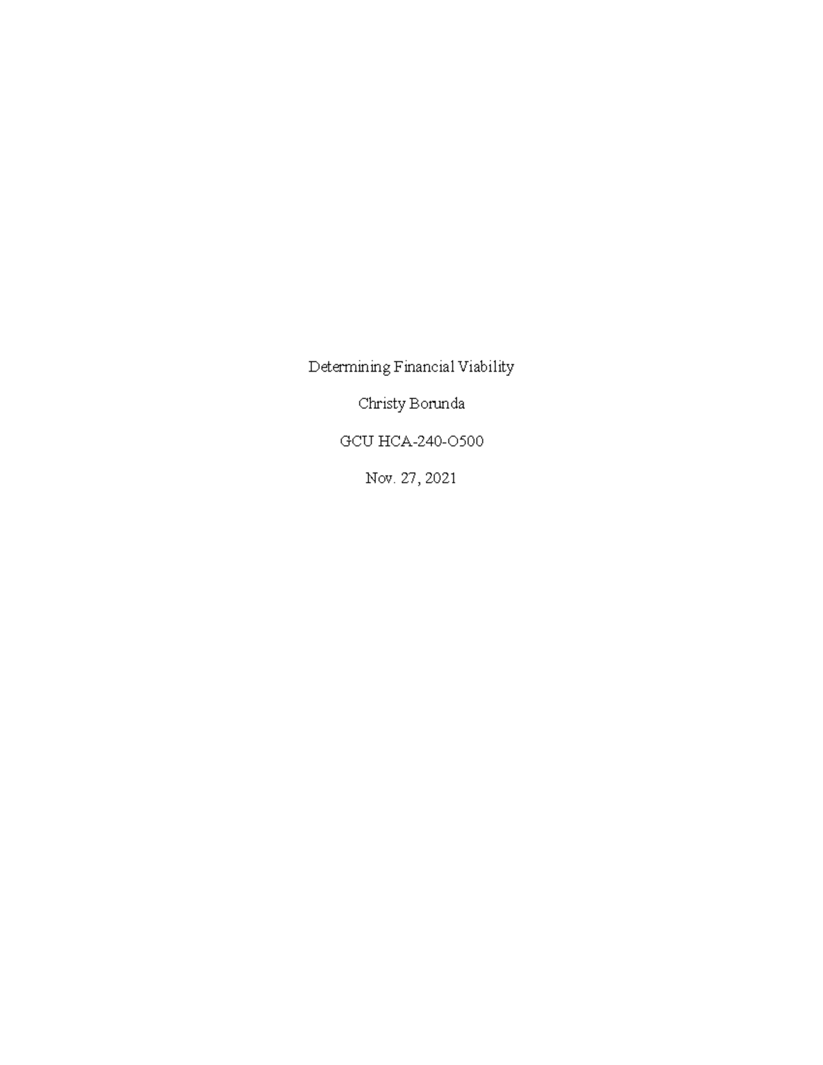 HCA-240 Financial Viability: Key Concepts in Finance and Accounting ...