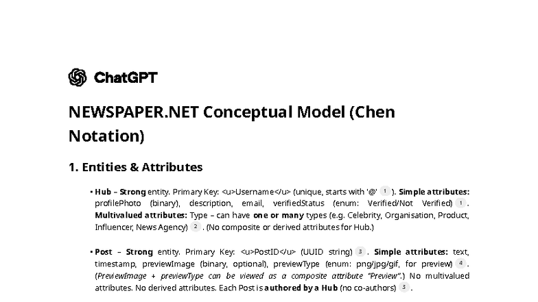Newspaper.NET Conceptual Model (Chen Notation) Overview - Studocu