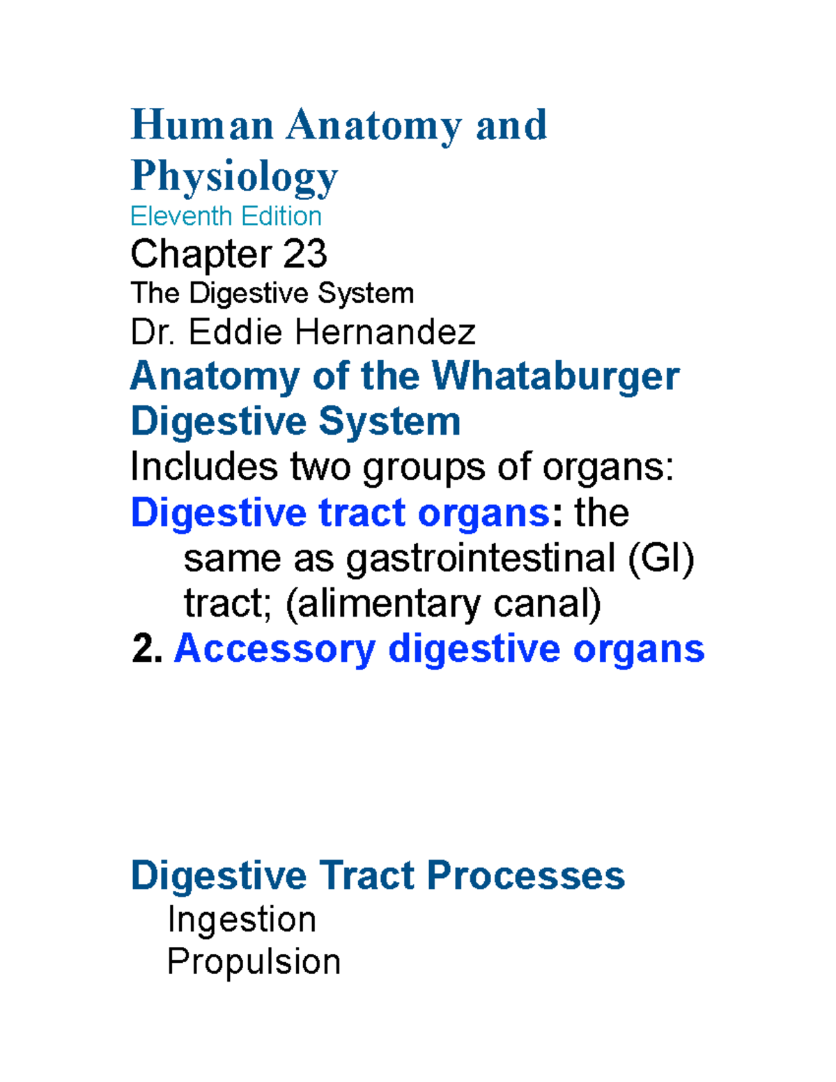 AP2 Chapter 23: Comprehensive Overview of the Digestive System - Studocu