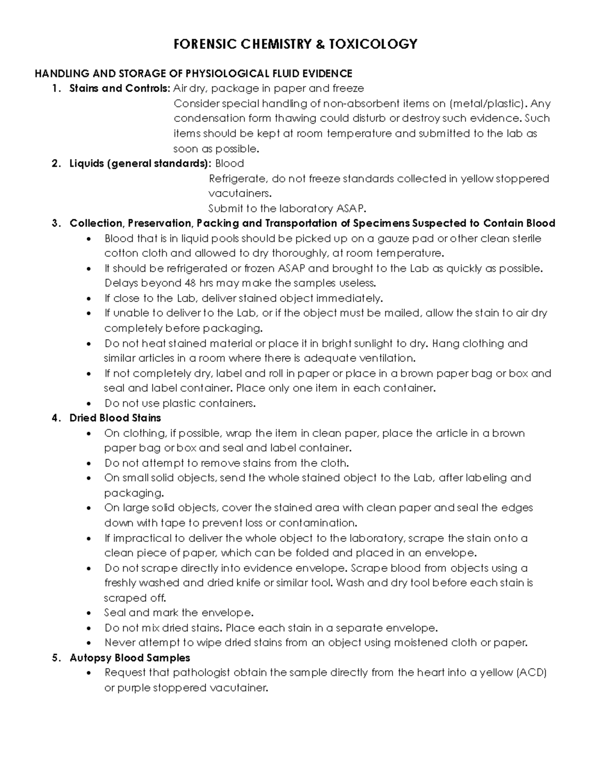 Miscellaneous - Notes - FORENSIC CHEMISTRY & TOXICOLOGY HANDLING AND ...