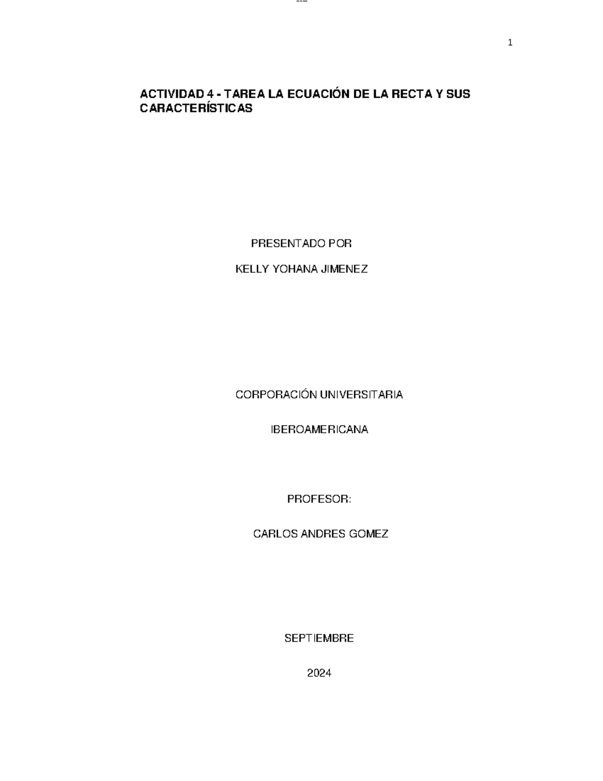 Actividad 4: Ecuación de la Recta y Sus Características - Final Exam ...