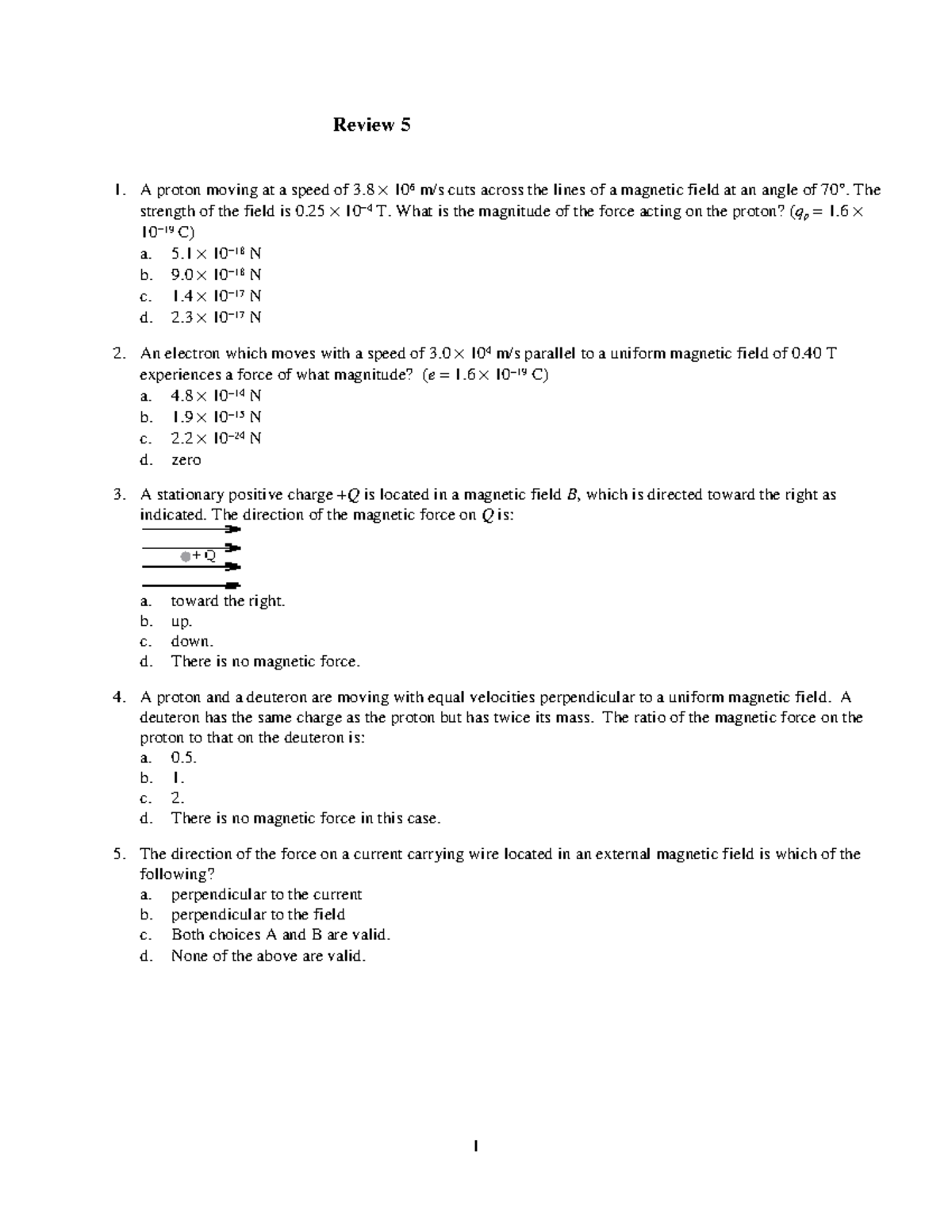 Electromagnetic Forces and Motion Review - PHYS Quiz Notes - Studocu