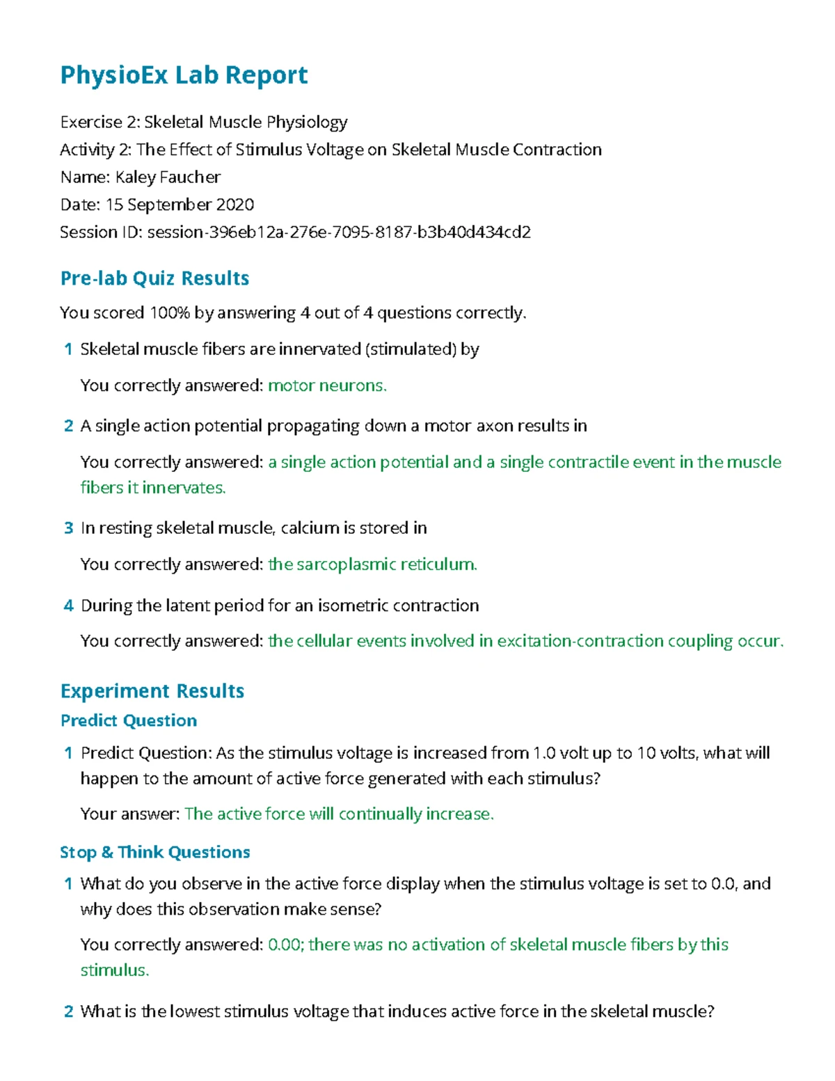 Physio Ex Exercise 2 Activity 3 - PhysioEx Lab Report Exercise 2 ...