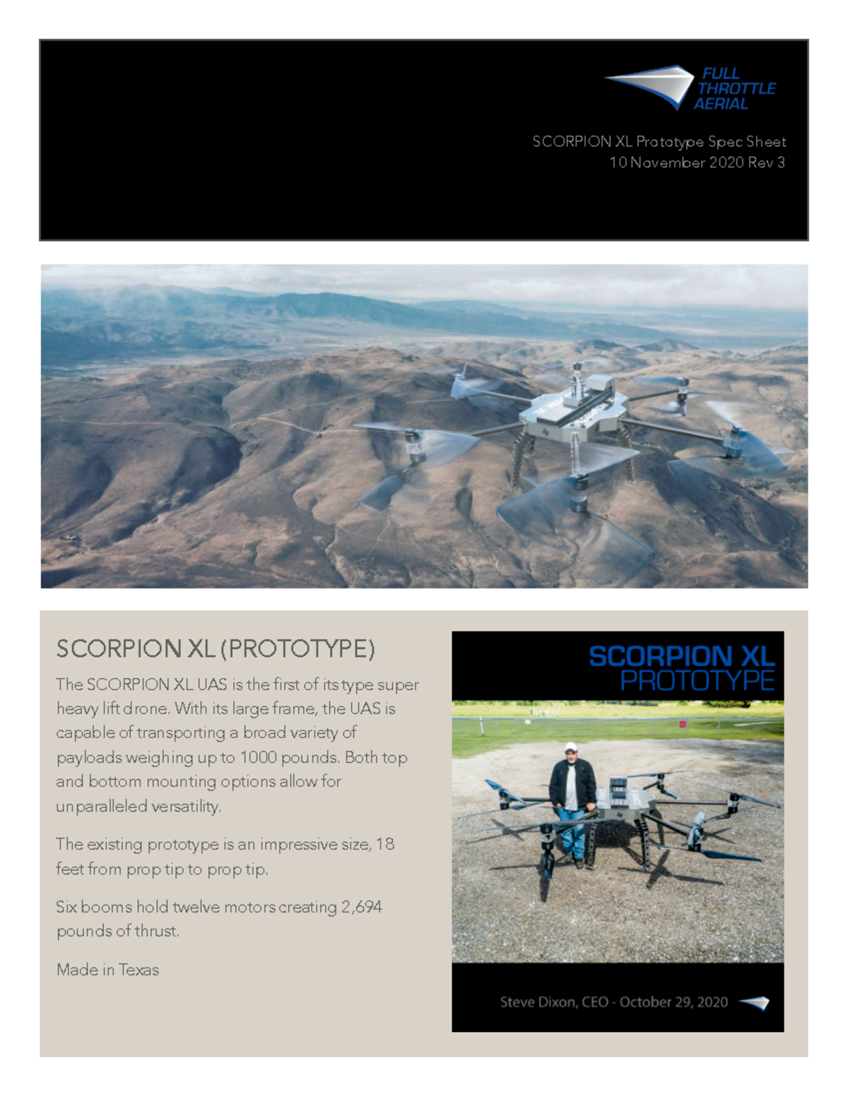 SCORPION XL UAS Spec Sheet Rev 3 - Heavy Lift Drone Details - Studocu