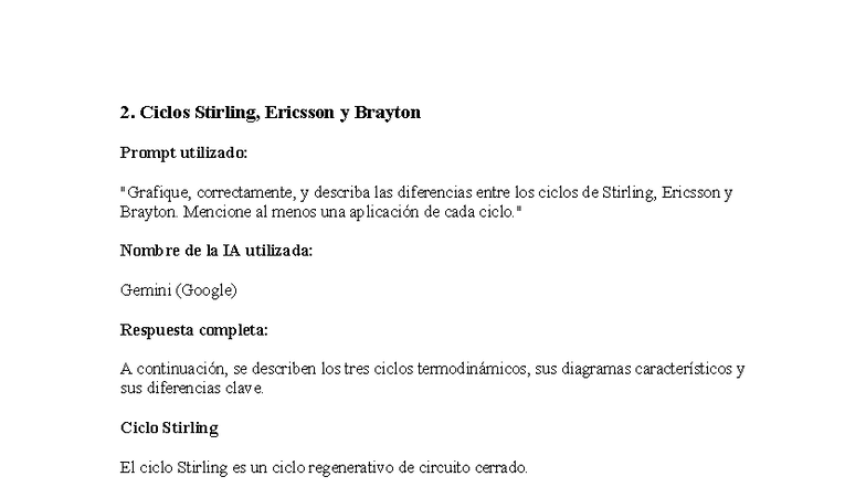 2. Ciclos Stirling, Ericsson y Brayton: Comparación y Aplicaciones ...