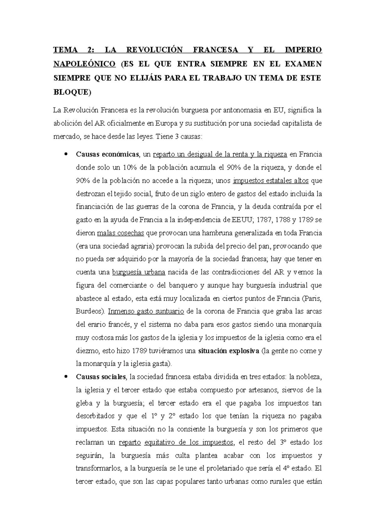 Resumen del Tema 2: La Revolución Francesa y el Imperio Napoleónico ...