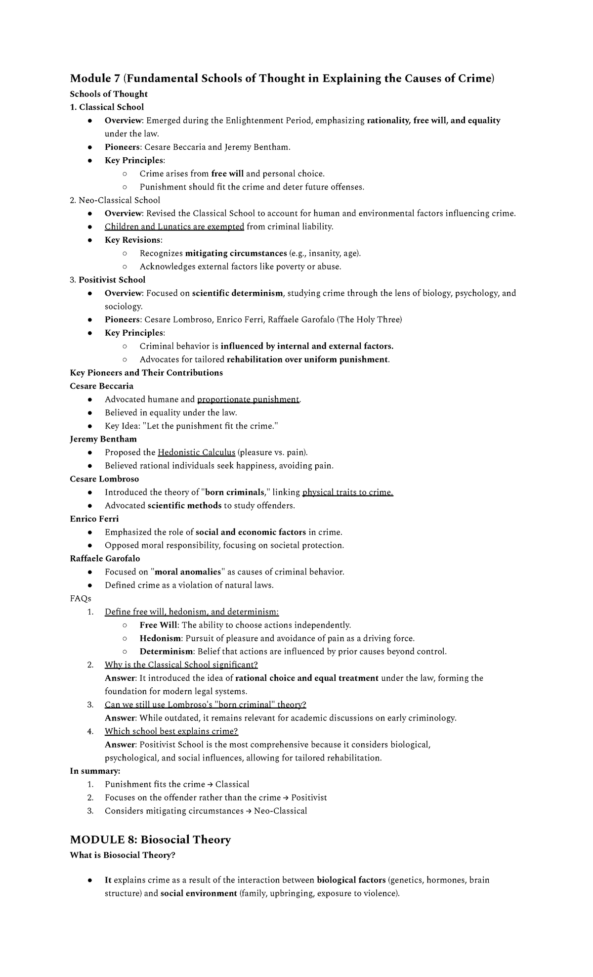 Theories of Crime Causation - Module 7 (Fundamental Schools of Thought ...