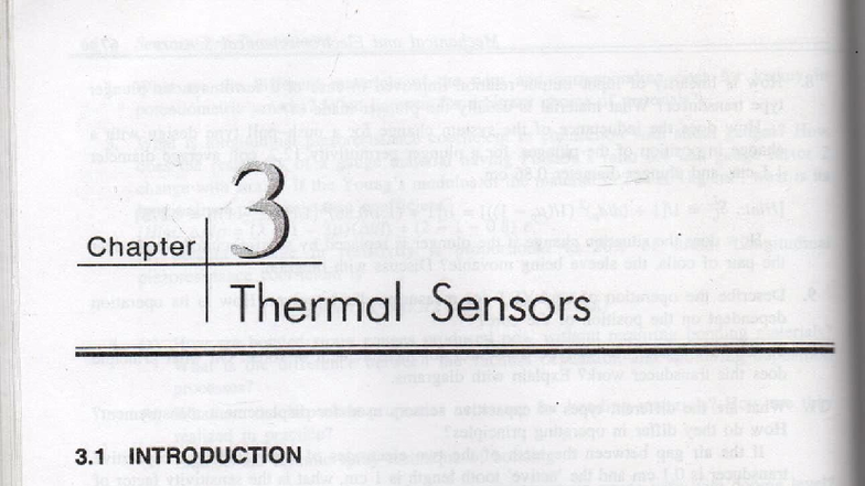 Unit 2: Chapter 3 - Thermal Sensors Overview and Principles - Studocu