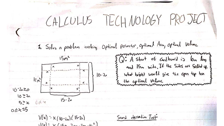 CALCULUS TECHNOLOGY PROJECT: Optimization Problems Overview - Studocu