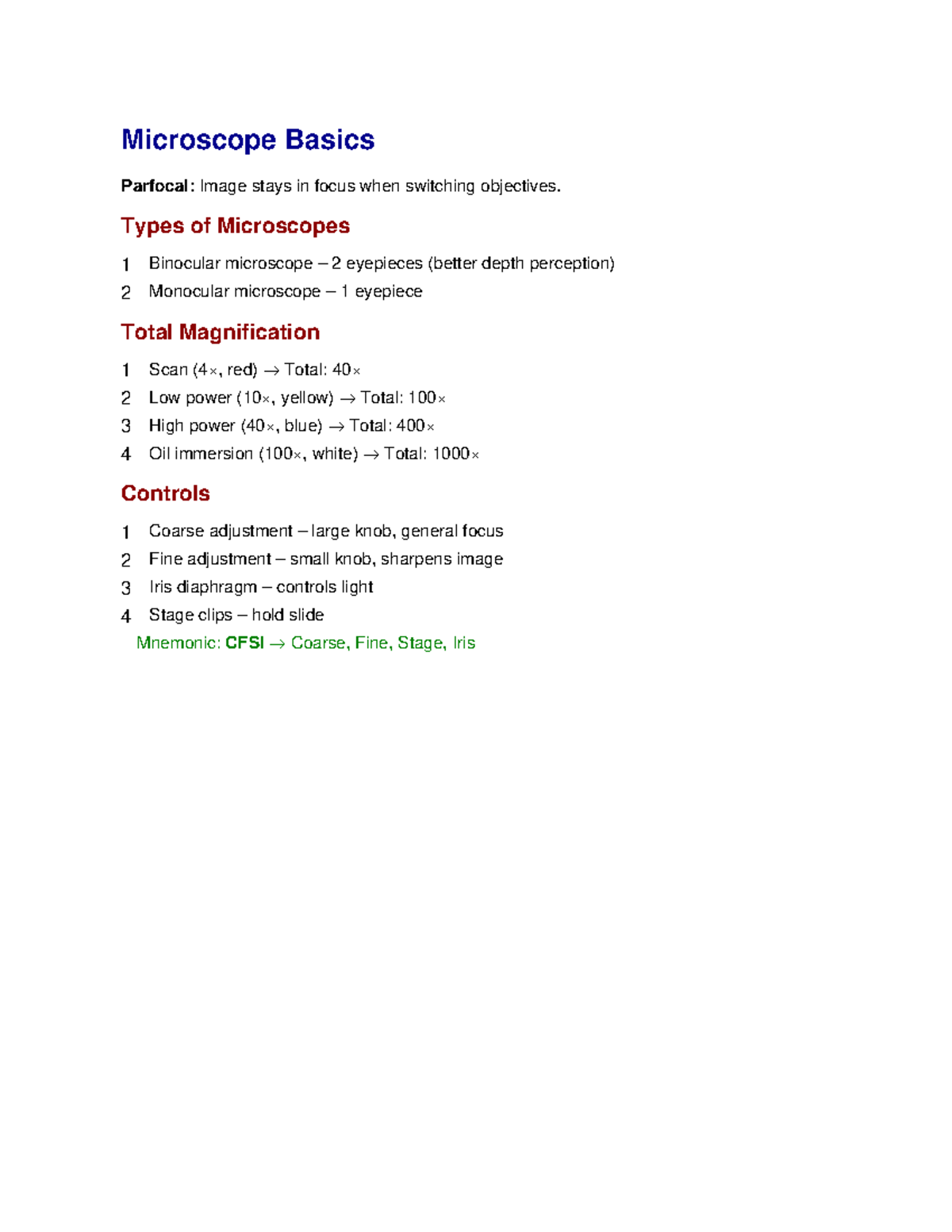 AP Study Guide: Microscope Basics, Body Planes, and Cell Division - Studocu