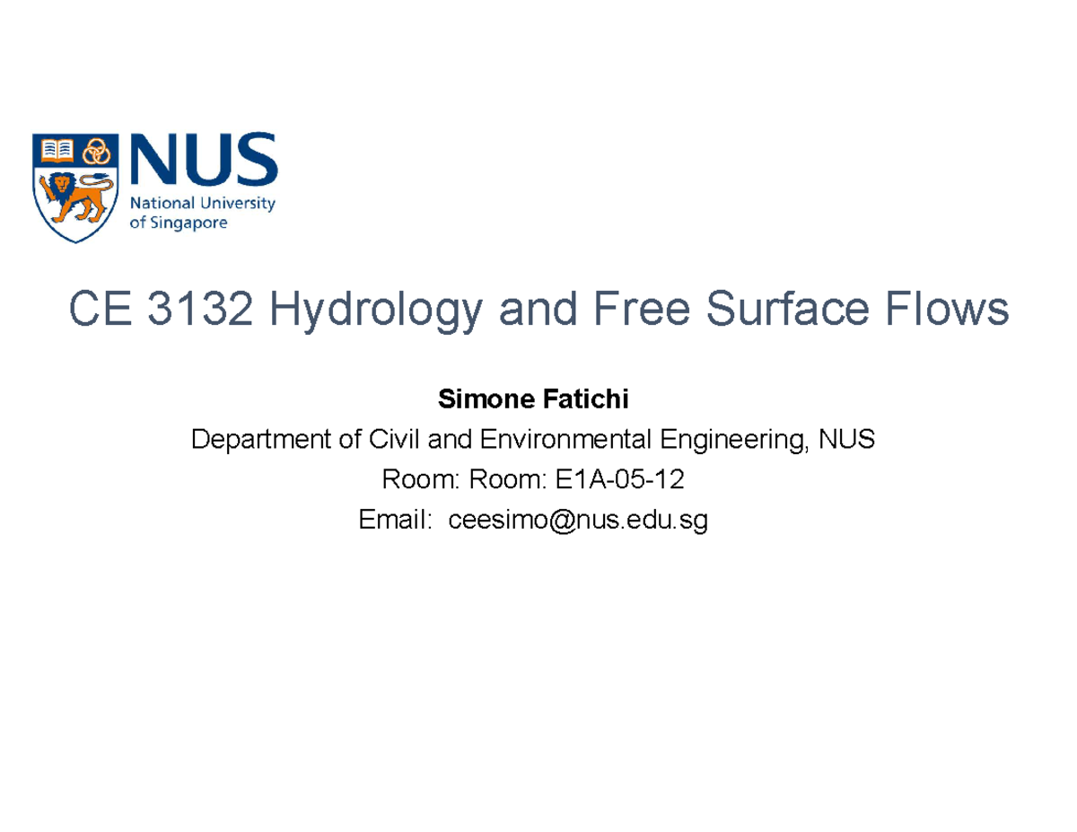 CE 3132 River Basin Geomorphology: Understanding Hydrology and Flows ...
