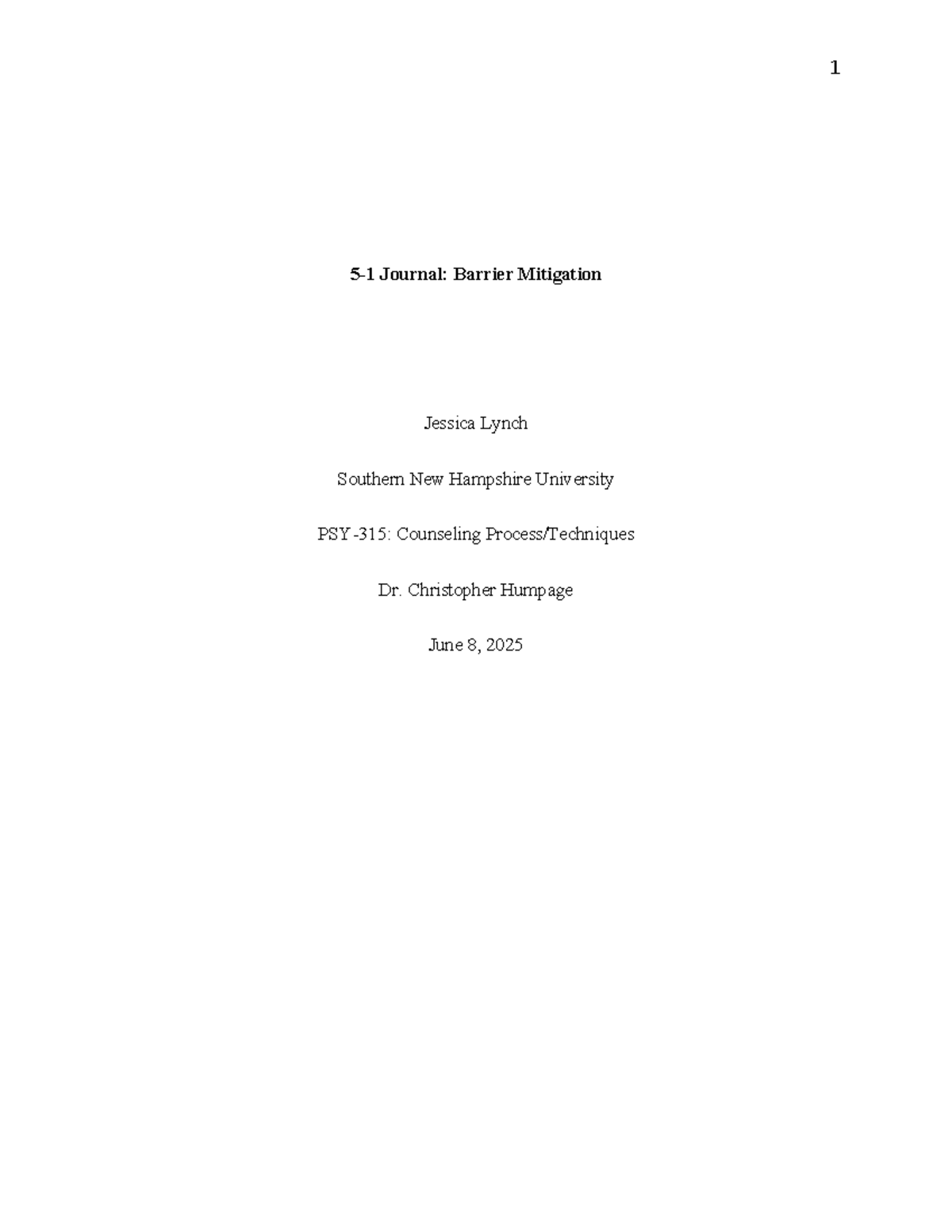 PSY315 5-1 Journal: Overcoming Barriers in Mental Health Care - Studocu