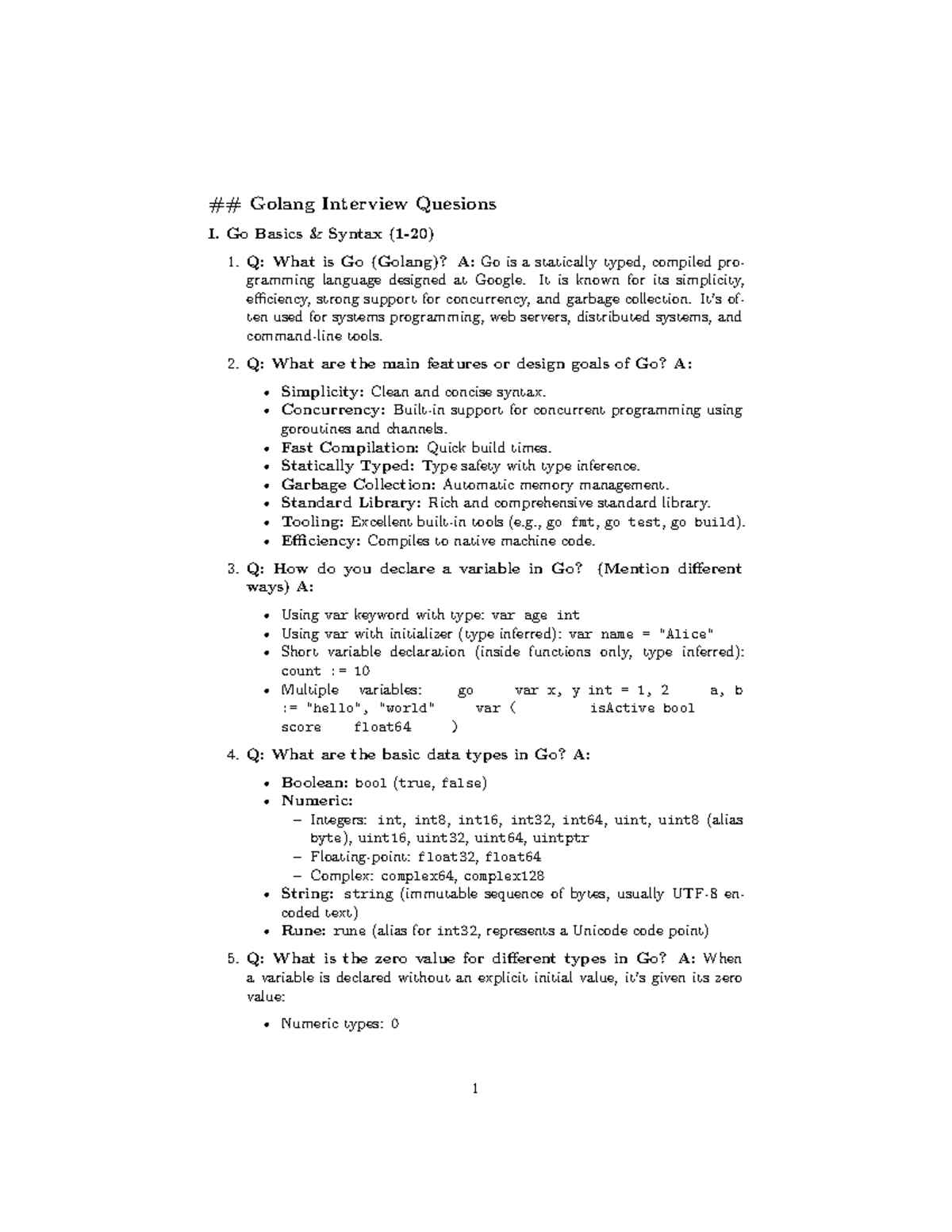 Golang Interview Questions I: Go Basics and Syntax Guide - Studocu