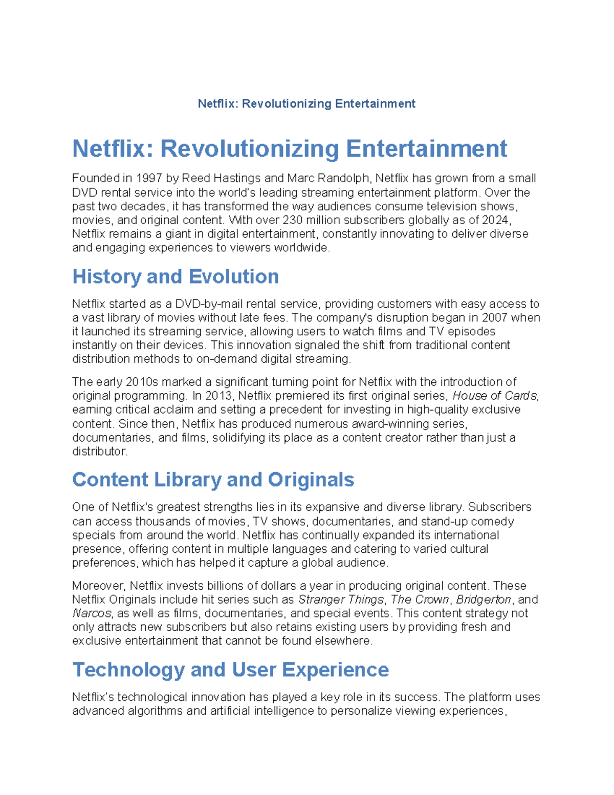 Netflix Overview: Transforming Entertainment & User Experience Insights ...