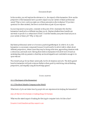 Hum Week6 - Week 6 - HUM-215-J7730 Culture and Creativity 23EW HUM 215 ...