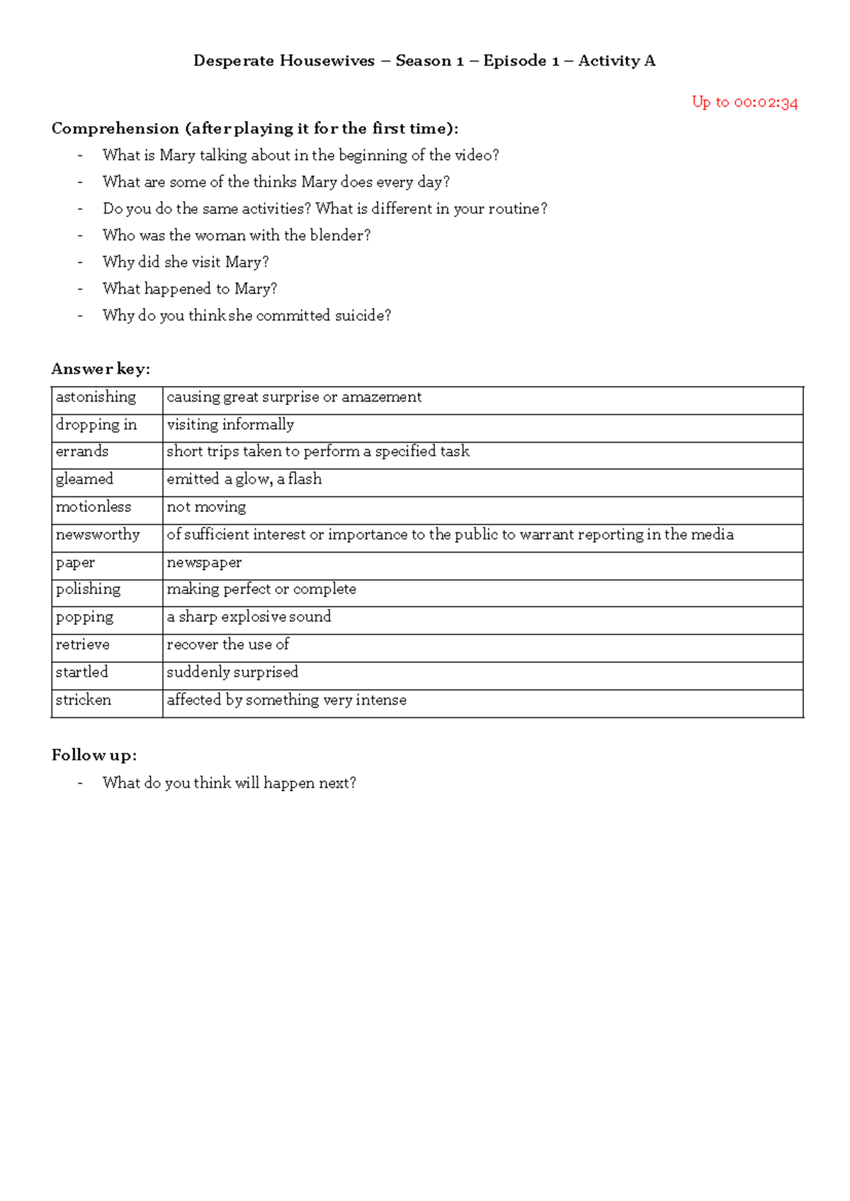 Desperate Housewives S01E01 Activity A Comprehension Questions ...