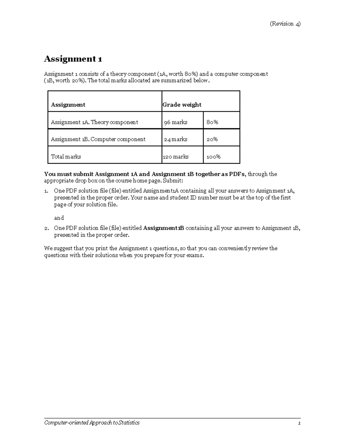 part A of assignment 1, math216 - Assignment 1 Assignment 1 consists of a theory component (1A ...