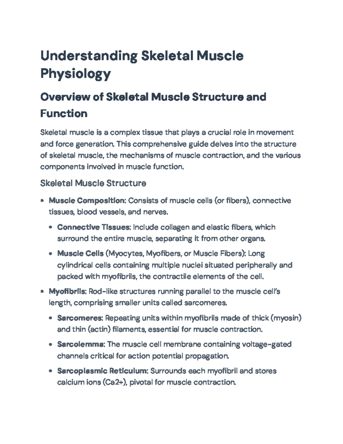 Understanding Skeletal Muscle Physiology: Structure and Function ...
