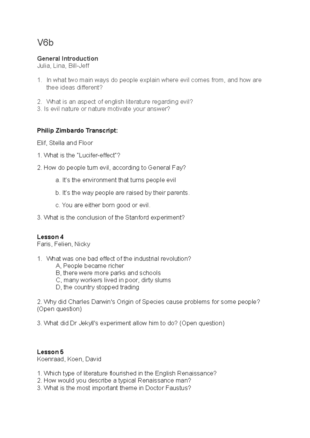 P1 V6b Literature Study: Exploring Evil and Its Representation ...