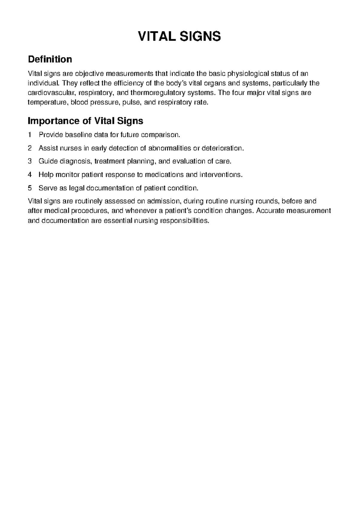 Vital Signs Overview: Definitions, Importance, and Procedures (SON ...