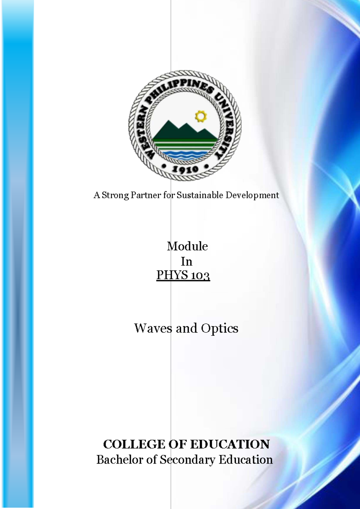 Waves and Optics Module PHYS 103: Fundamental Concepts Overview - Studocu