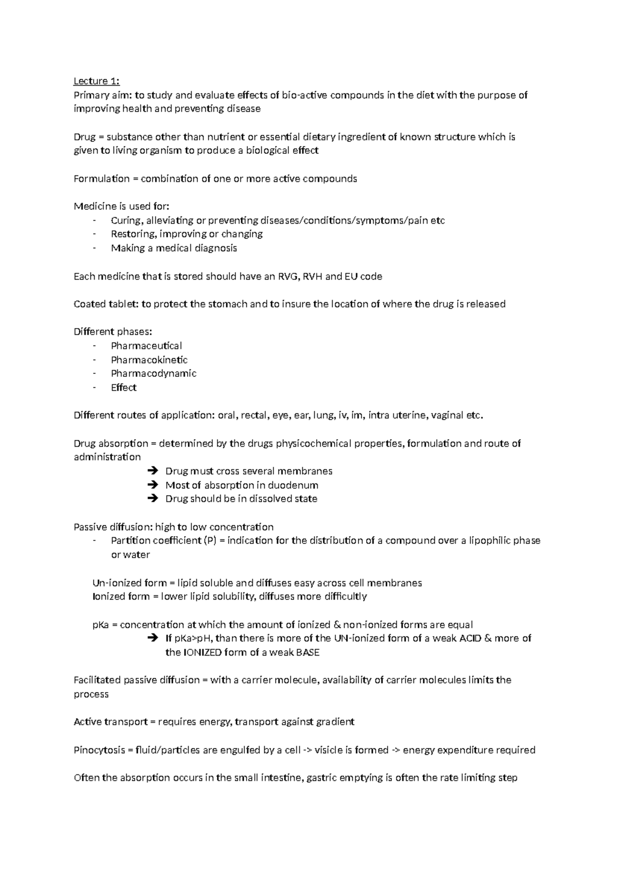 Pharma Lectures Summary: Key Concepts and Insights - Studeersnel