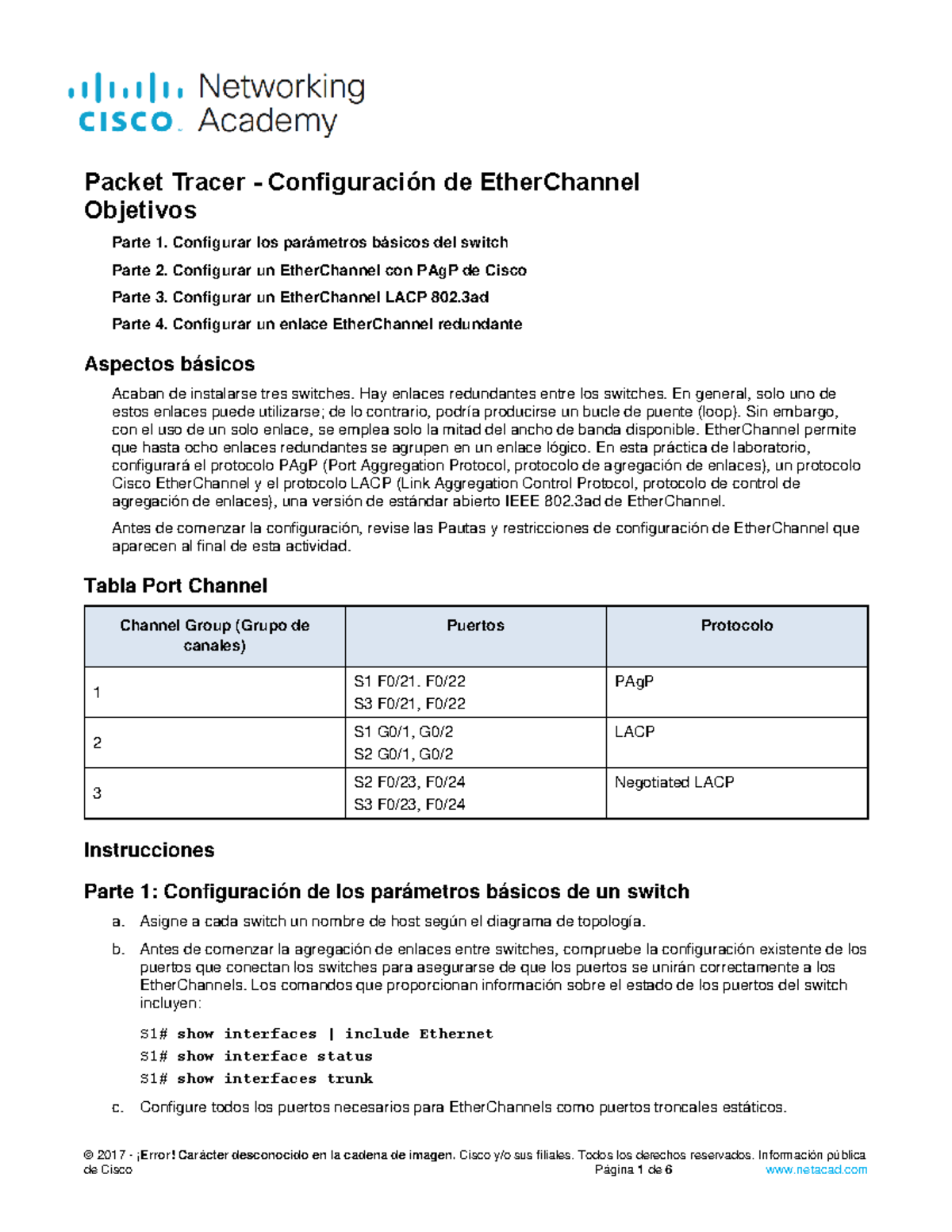 Configuración de EtherChannel en Packet Tracer - Parte 1 a 4 - Studocu