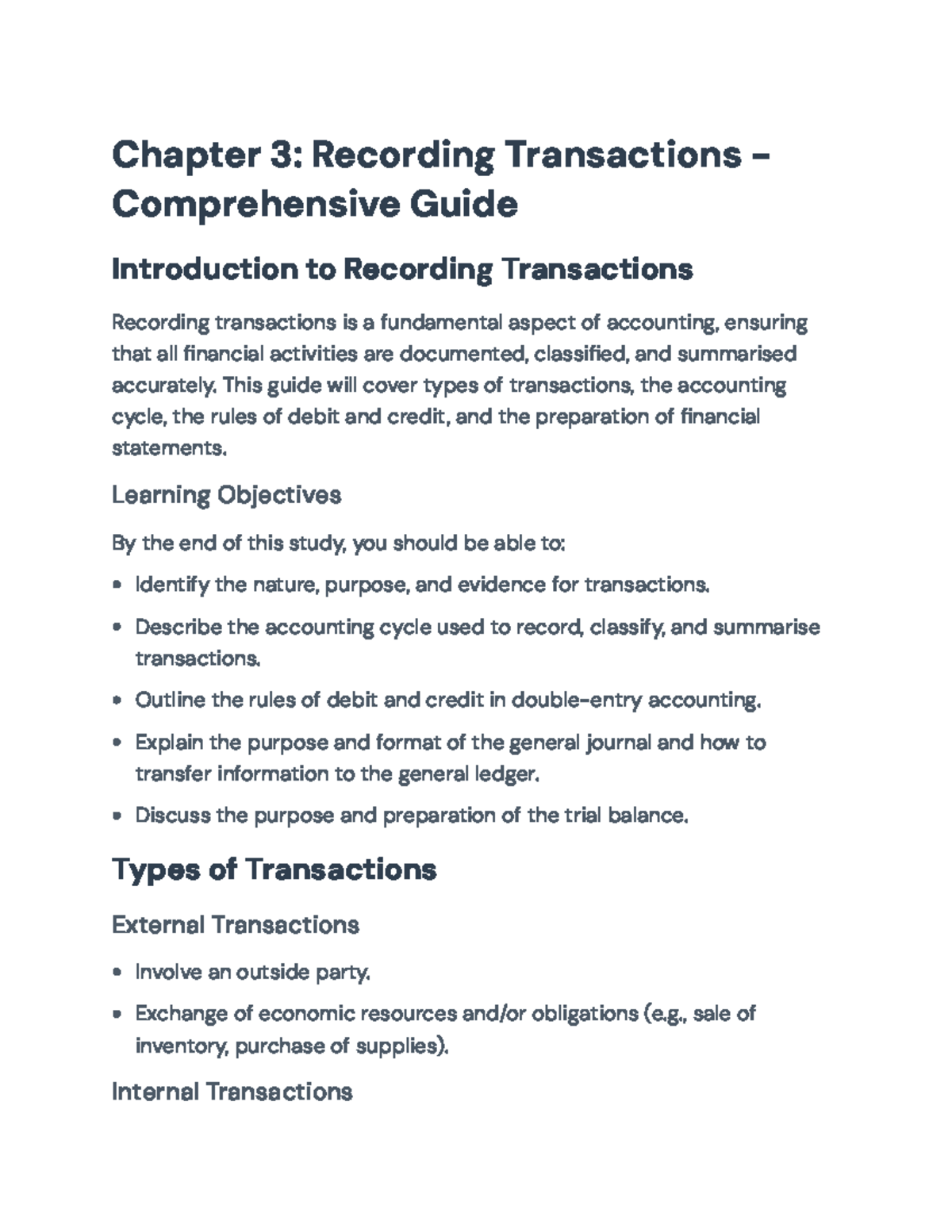Chapter 3: Comprehensive Guide to Recording Transactions in Accounting ...