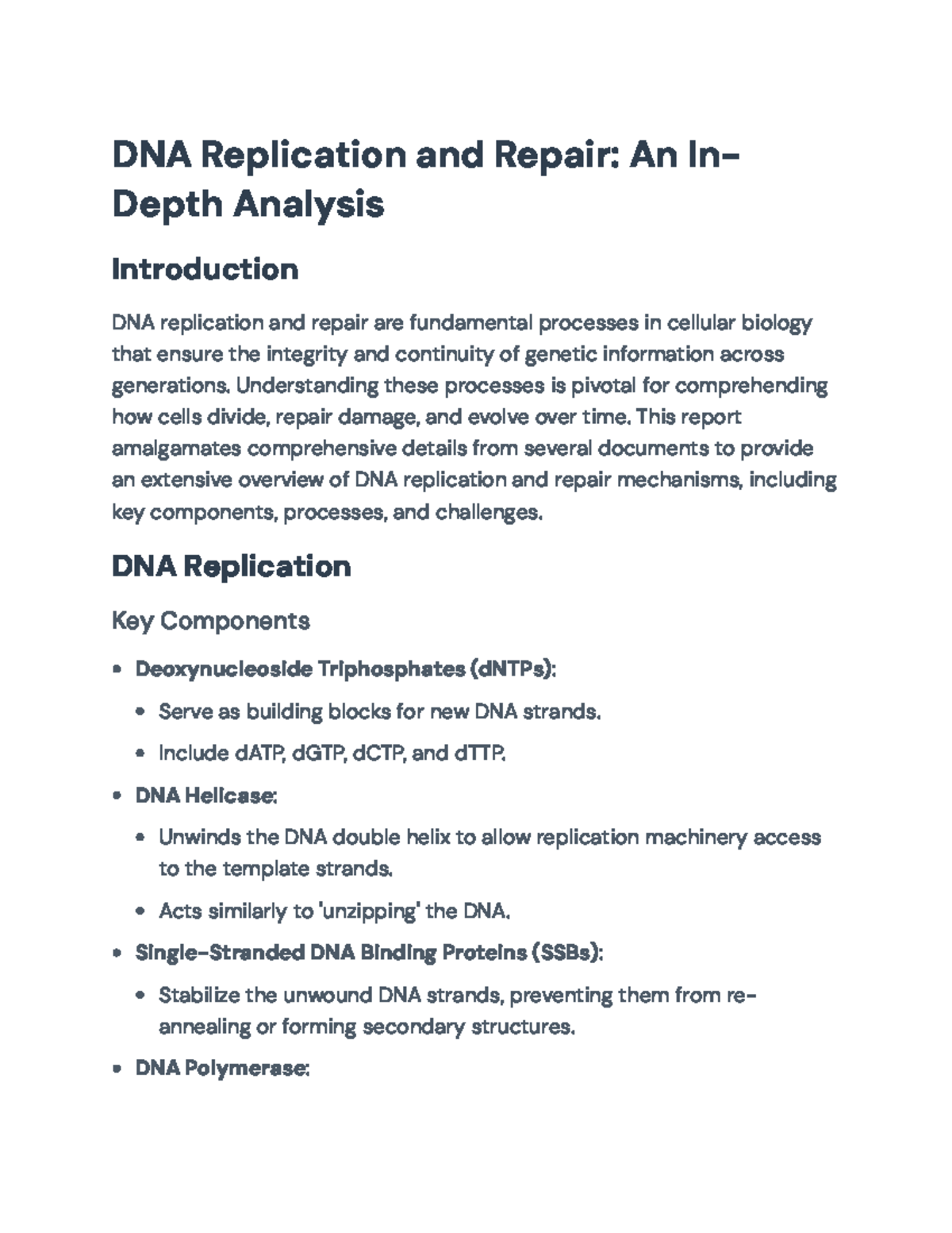 DNA Replication and Repair Mechanisms: An In-Depth Overview - DNA ...